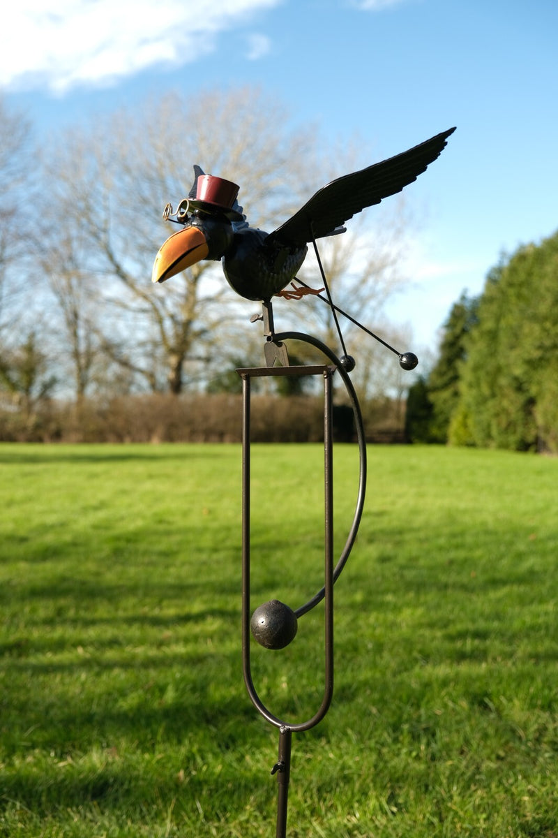 Flying Rocking Balancing Dad Crow Rocker Garden Ornament Decoration St ...