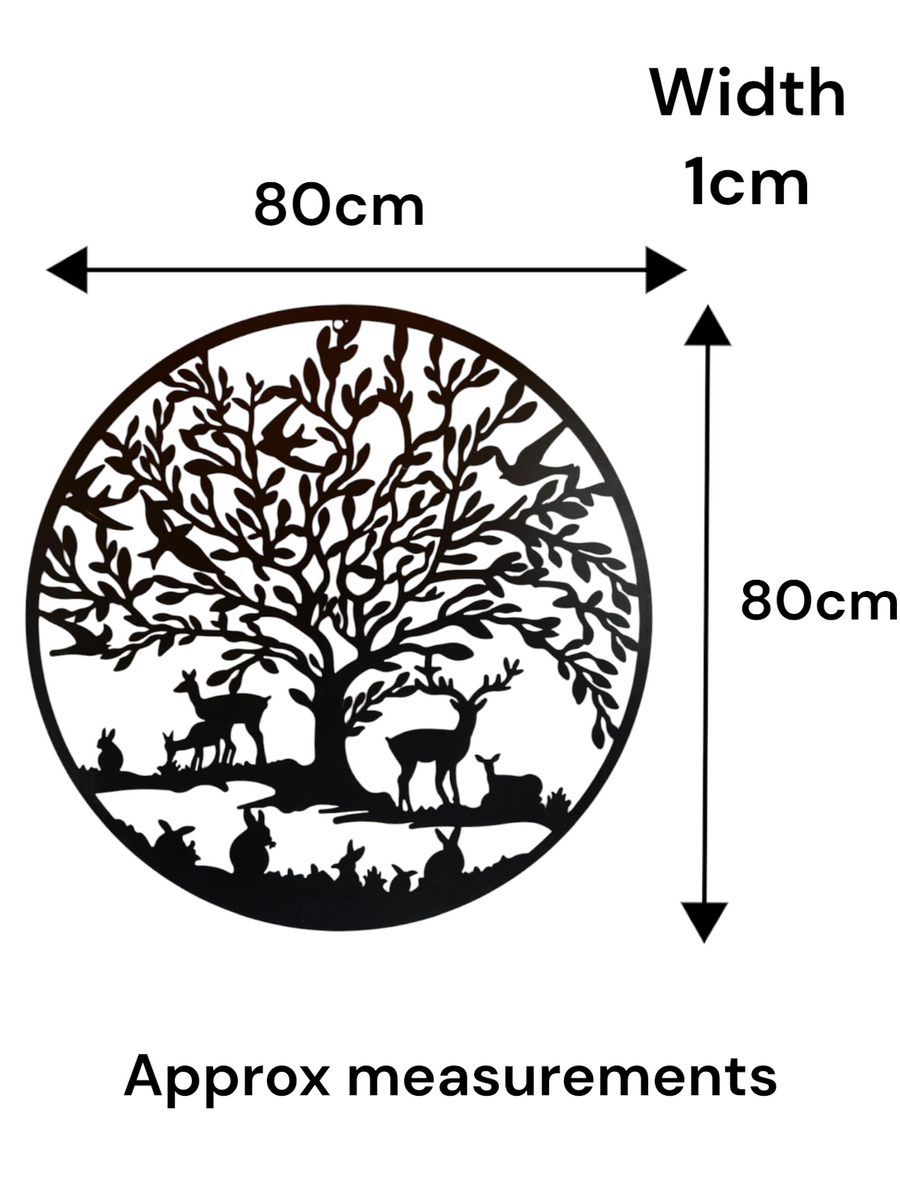 Large Tree Of Life Black Metal Garden Outdoor Wall Art Plaque 80cm Dia ...