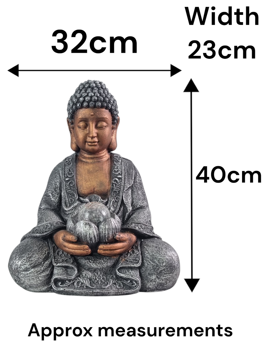 Large Copper & Silver Effect Cross-leg Buddha Garden Decoration with S ...