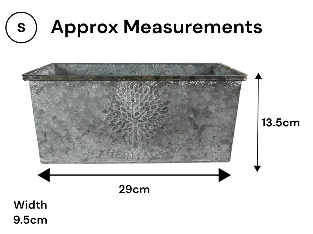 Set Of 3 Zinc Rectangular Garden Planters Plant Pot Embossed Heritage ...