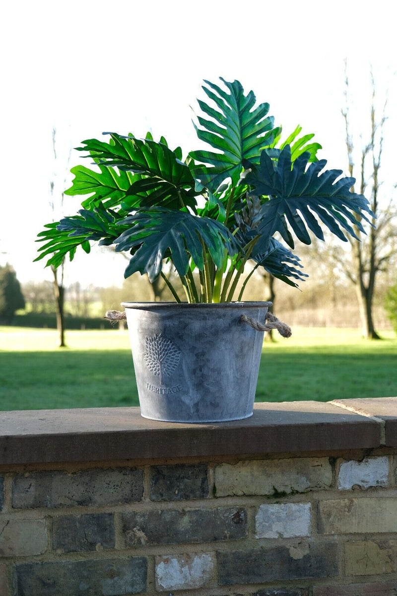 Round Zinc Planter 34cm – Garden Flowers, Herbs & Small Trees Pot ...