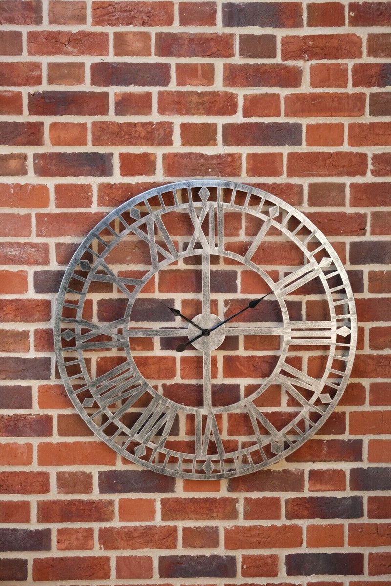 Extra Large Silver Wall Clock – Indoor Outdoor Decorative Timepiece ...