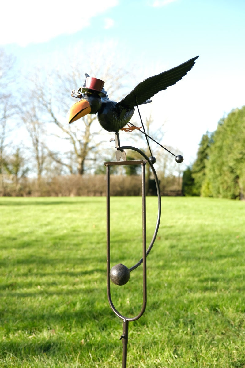 Flying Rocking Balancing Dad Crow Rocker Garden Ornament Decoration St ...