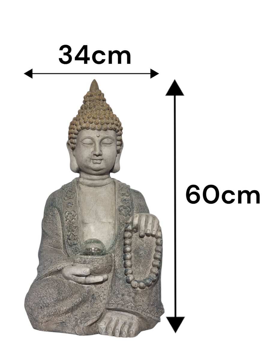 Extra Large Stone Effect Sitting Buddha Statue – Solar Light Garden ...
