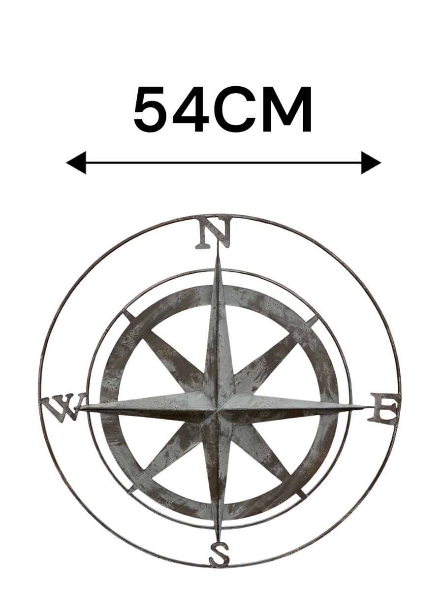 Compass Metal Garden Wall Art – Outdoor Decorative Plaque (54cm ...