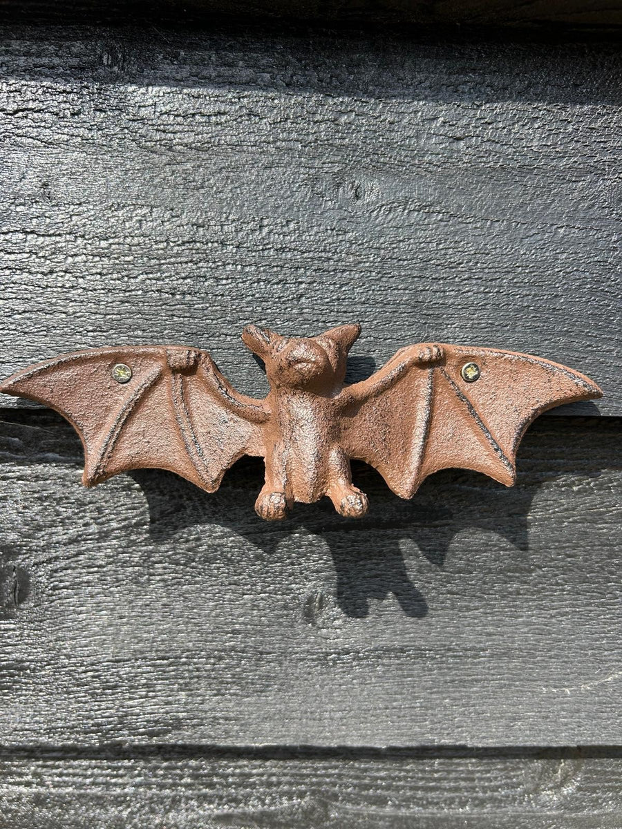 Bat Cast Iron Wall Hanging Decorative Garden Ornament Gift Outdoor Mou ...