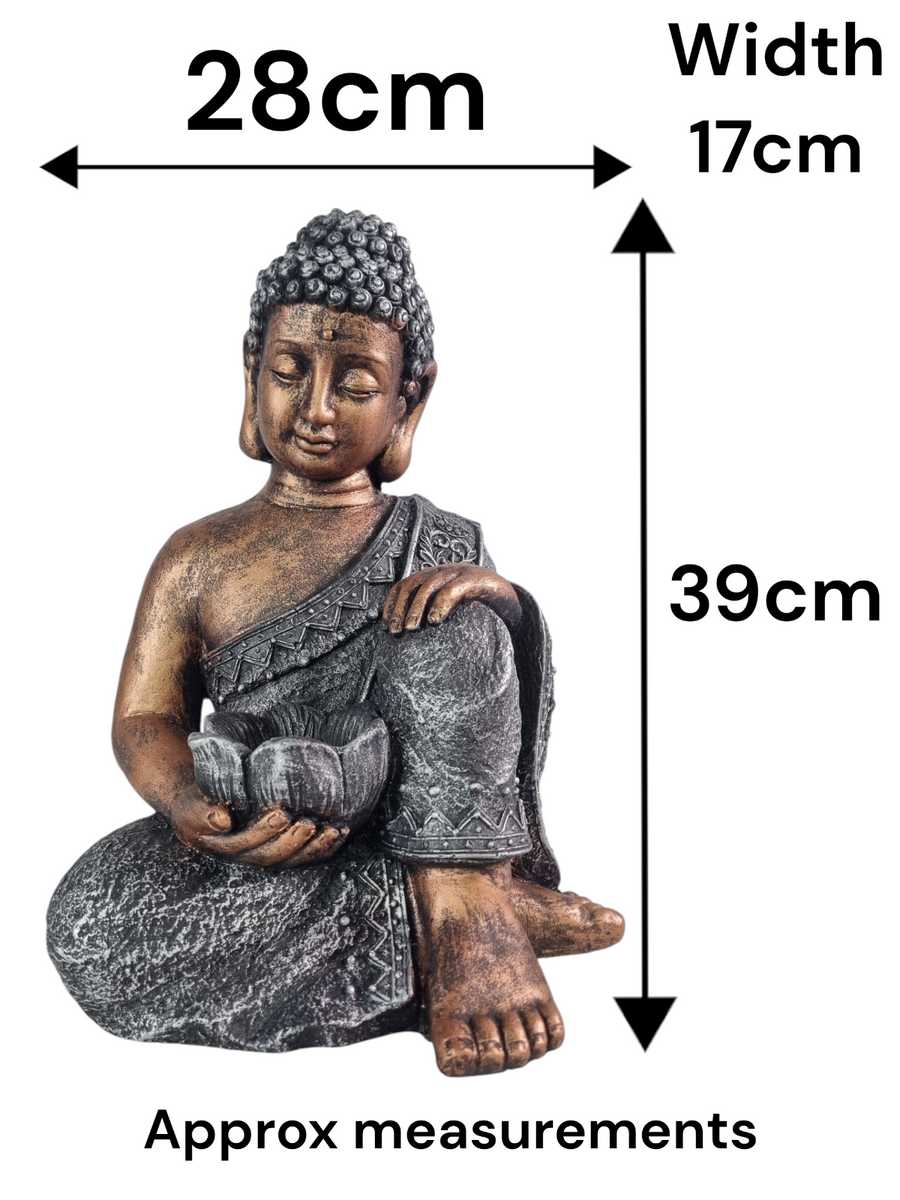 Large Copper & Silver Kneeling Buddha Garden Decoration with Tealight ...