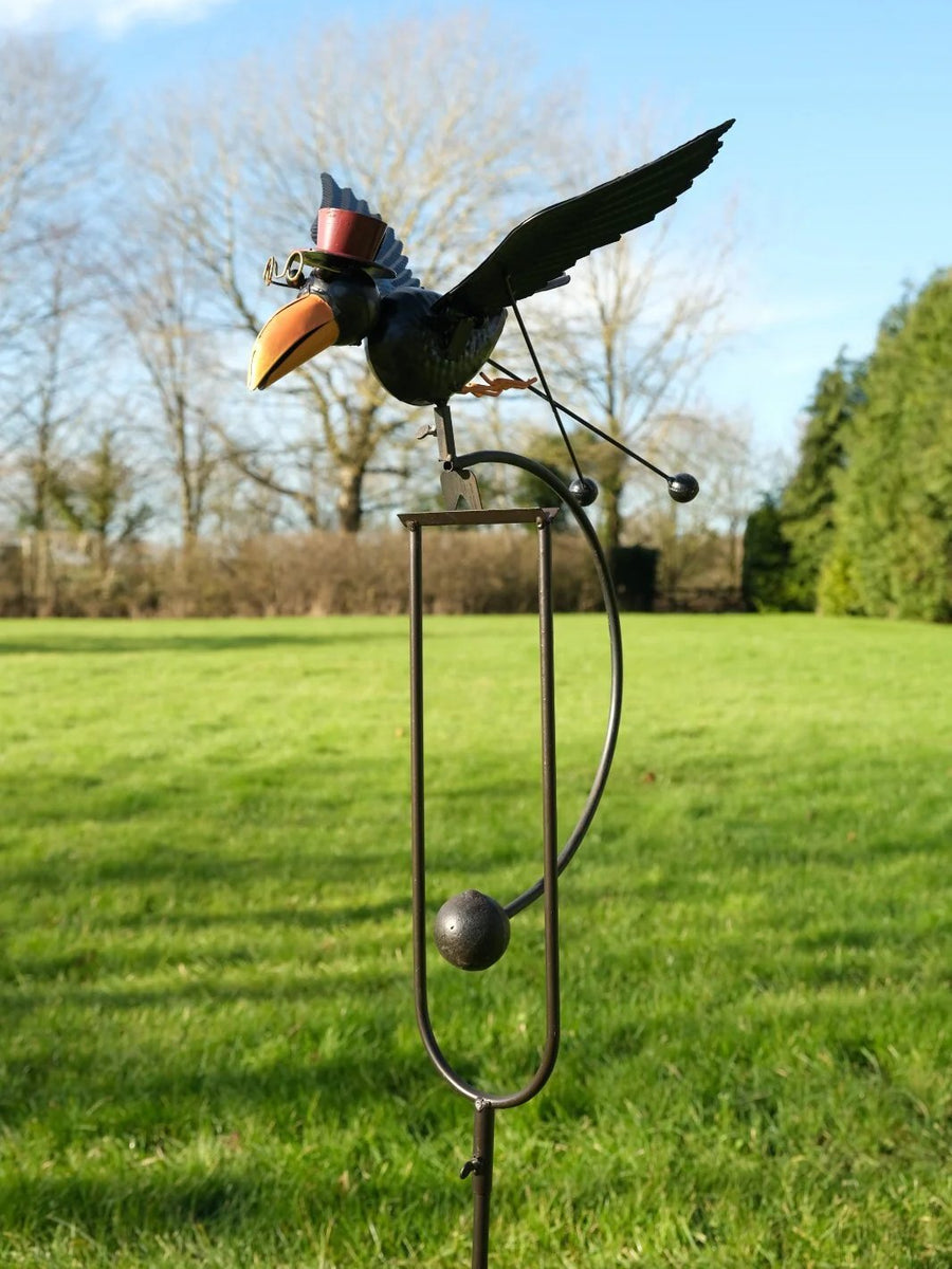 Flying Rocking Balancing Dad Crow Rocker Garden Ornament Decoration St ...