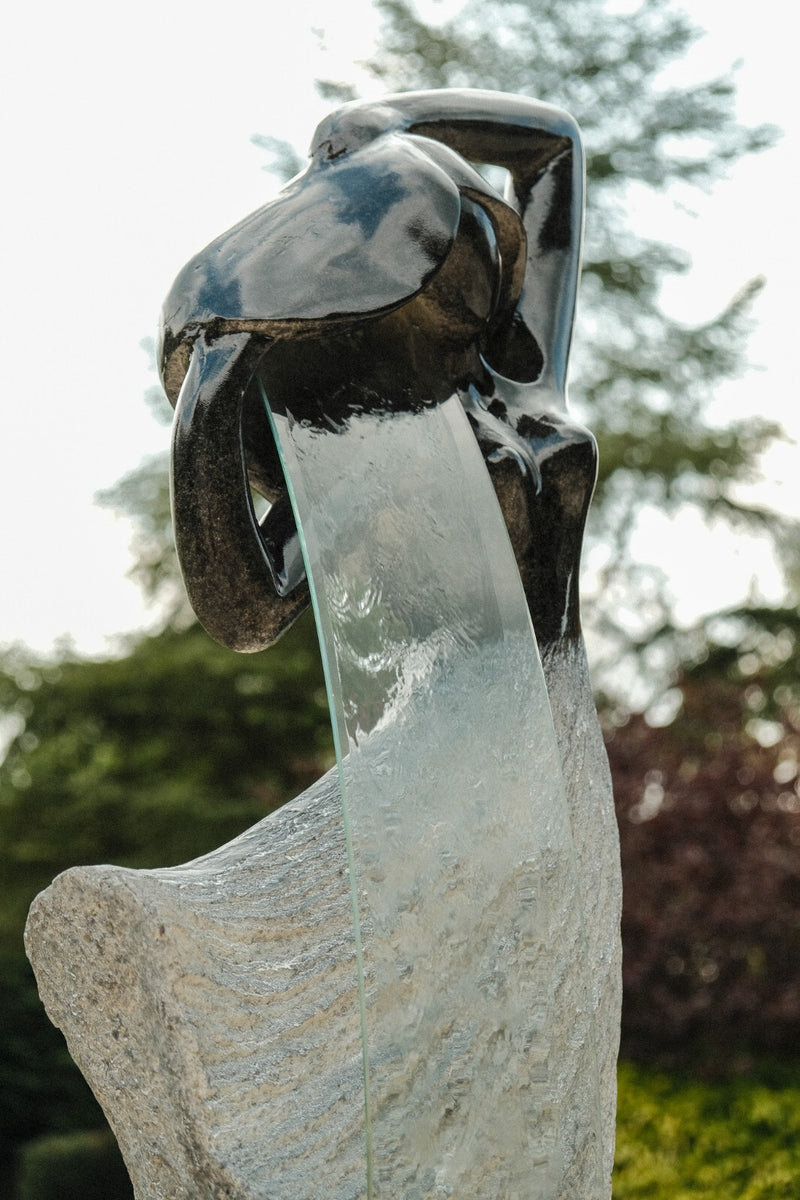 Maiden Water Feature Glass Panel Garden Outdoor Tall Freestanding Deco ...