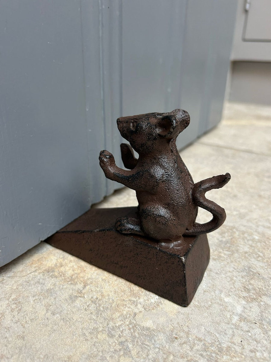 Cast Iron Mouse Doorstop – Heavy Metal Home Decor – Garden Stall